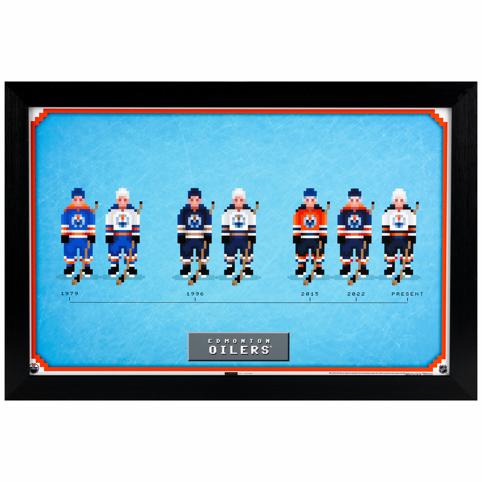 Edmonton Oilers 16-Bit Poster Print Framed | Retro Minimalist NHL Art ...