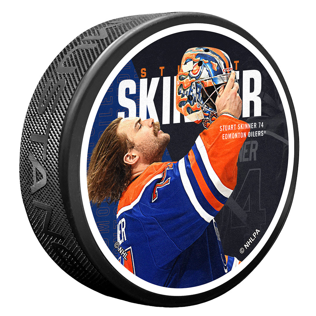 Stuart Skinner Edmonton Oilers Centerfold Textured Puck – Pro Am Sports