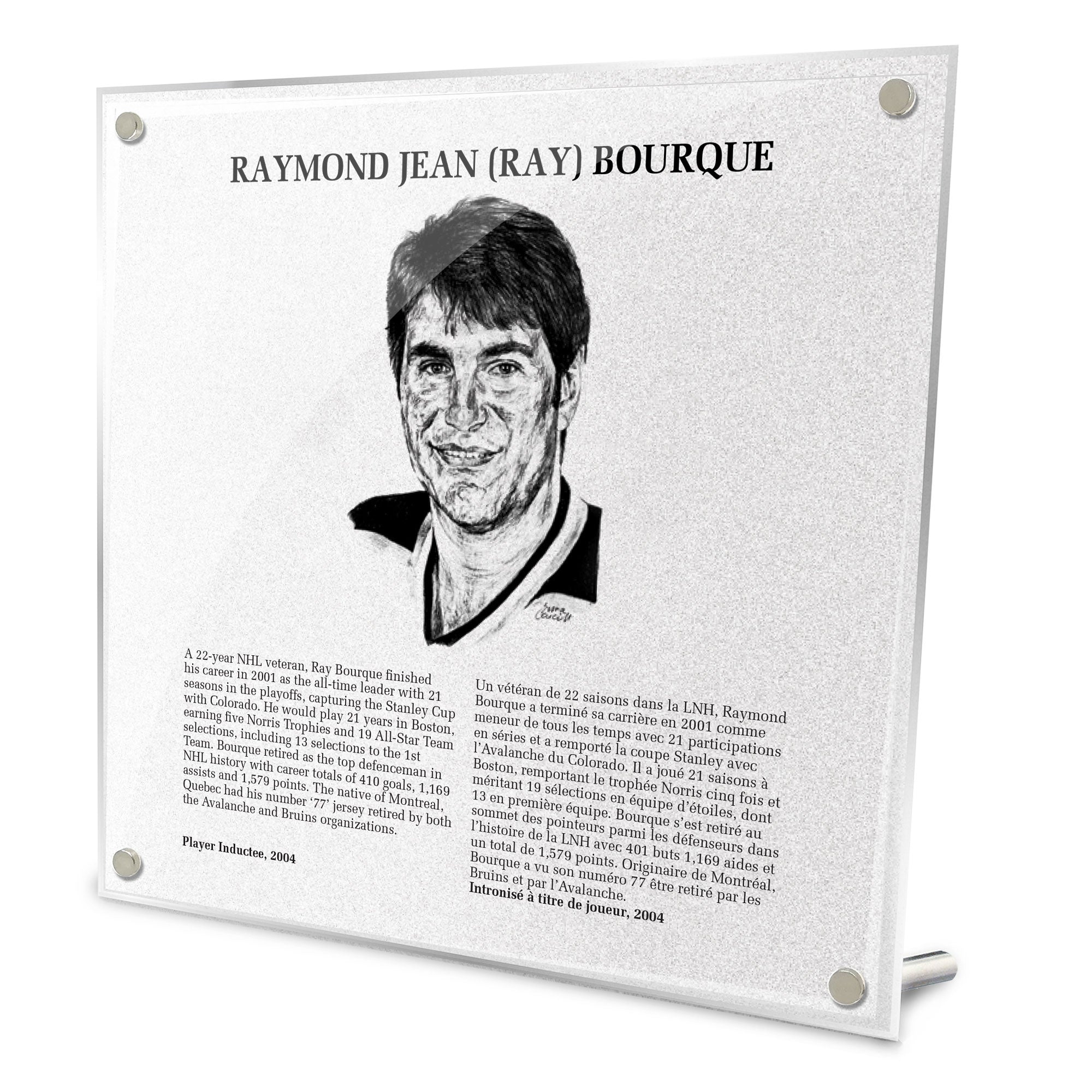 Ray Bourque Replica Hall of Fame Plaque – Pro Am Sports